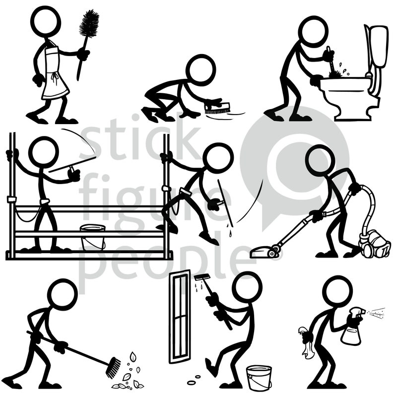 Cleaning Stick Figure People, Stickfigure, Stick Man, Stick Figure ...