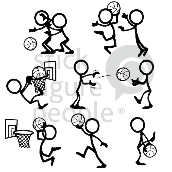 Basketball Stickfigure Stick Man Stick Figure Stick | Etsy