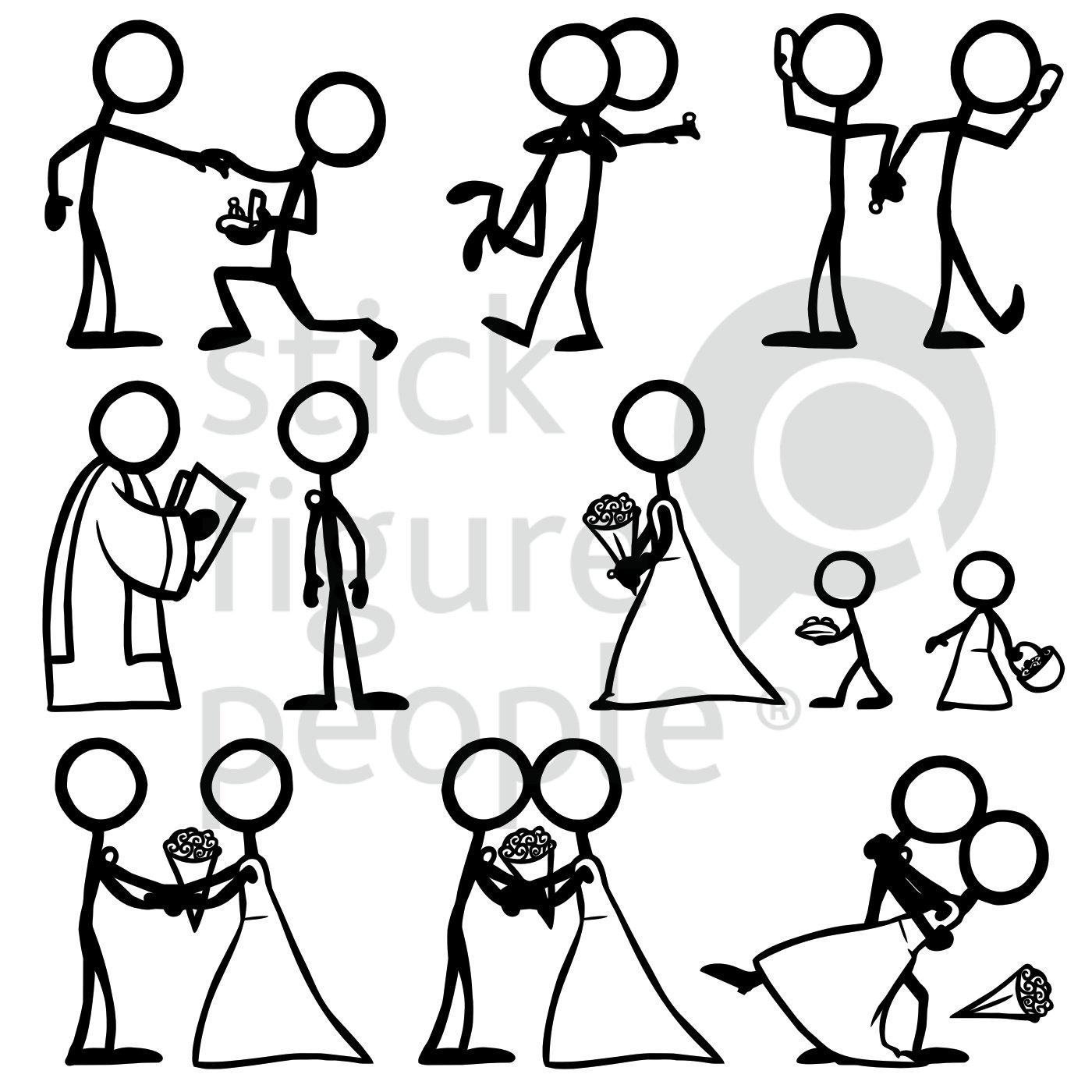 Newlywed Couple Stick Figures