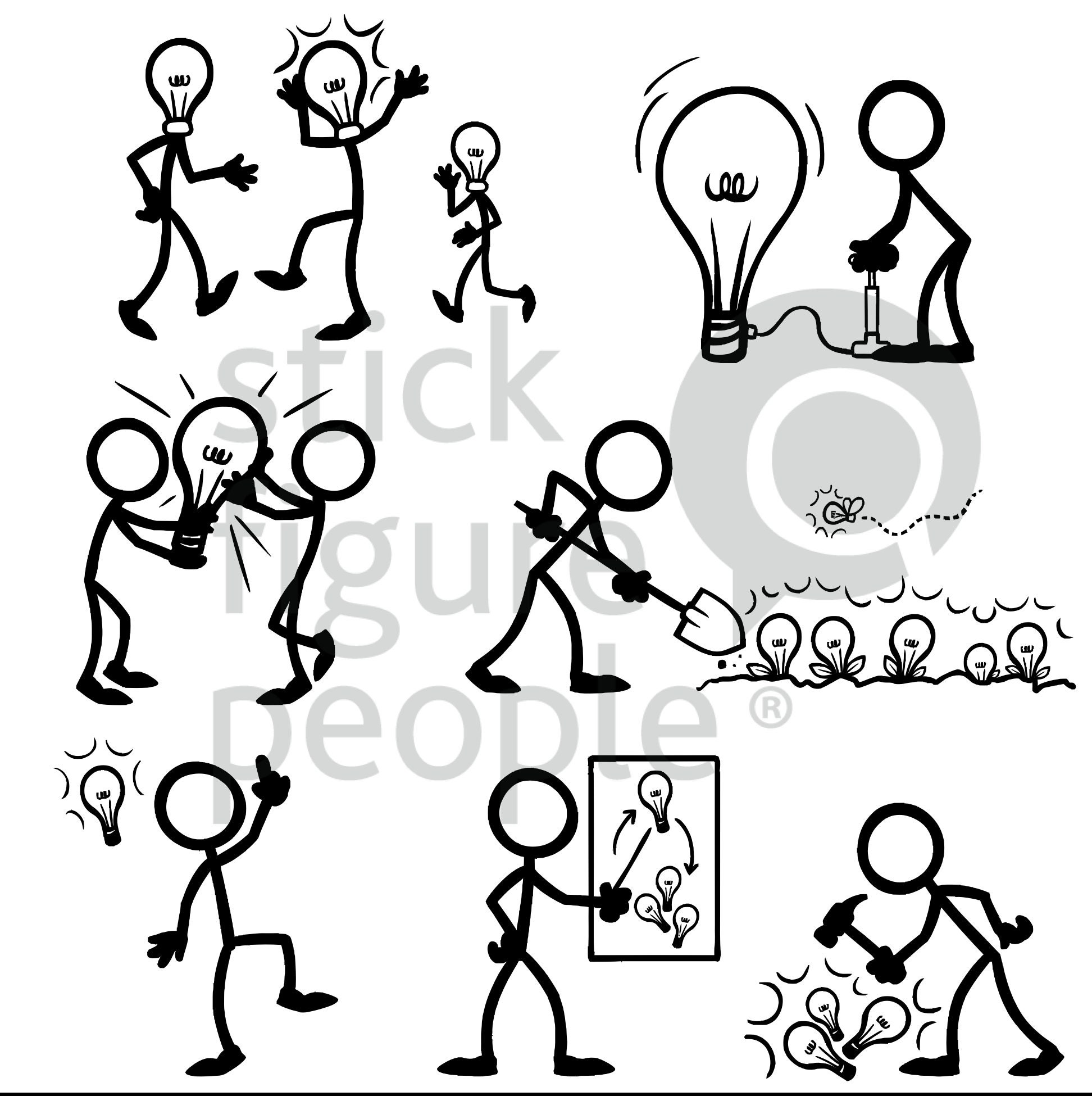 Ideas Light Bulb Stick Figure People, Stickfigure, Stick Man, Stick ...