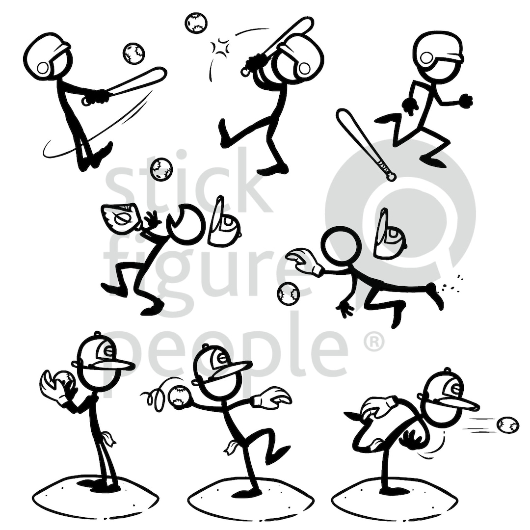 Baseball Softball Stick Figure People, Stickfigure, Stick Man, Stick ...