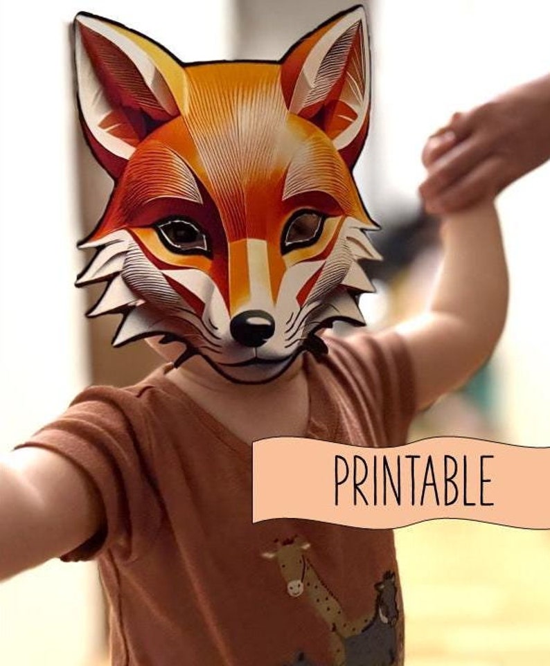 Printable Fox Mask for Kids. DIY Halloween Mask, Woodland Animal Mask ...