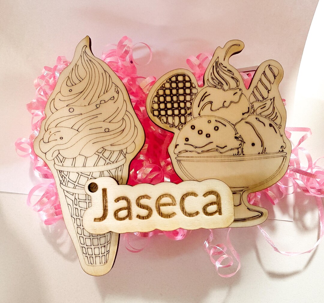 Custom Name Sign & Ice Cream Party Craft Kit – DIY Wooden Craft - Etsy