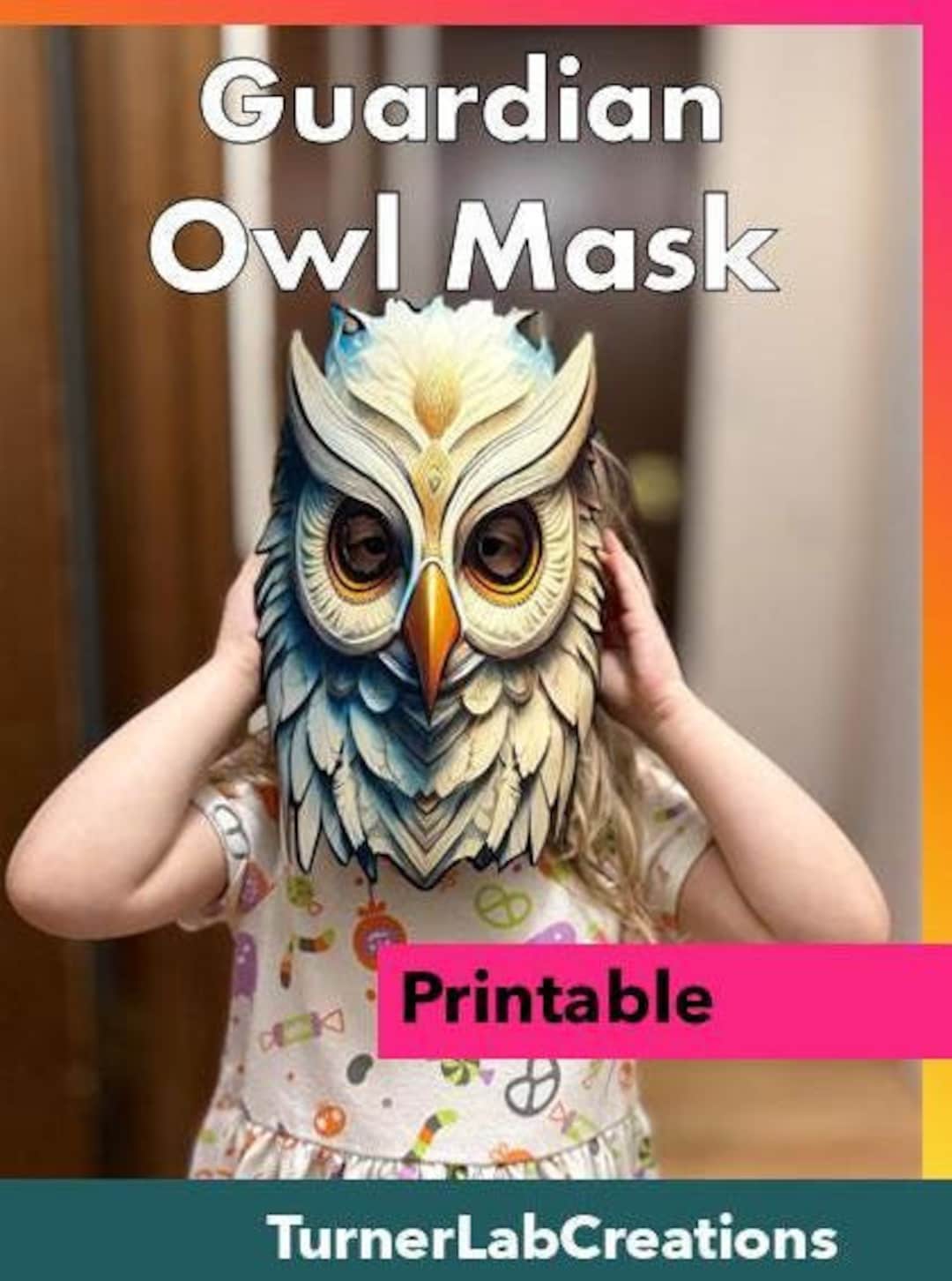 Printable Guardian Owl Mask for Kids. DIY Halloween Mask, Woodland ...