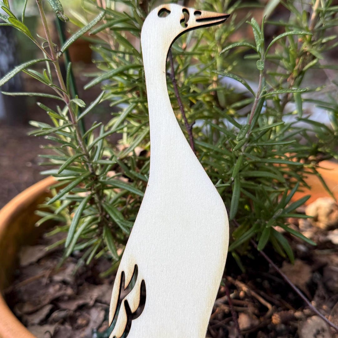 Handmade Wooden Goose Plant Decoration – Laser Cut Minimalist Garden ...