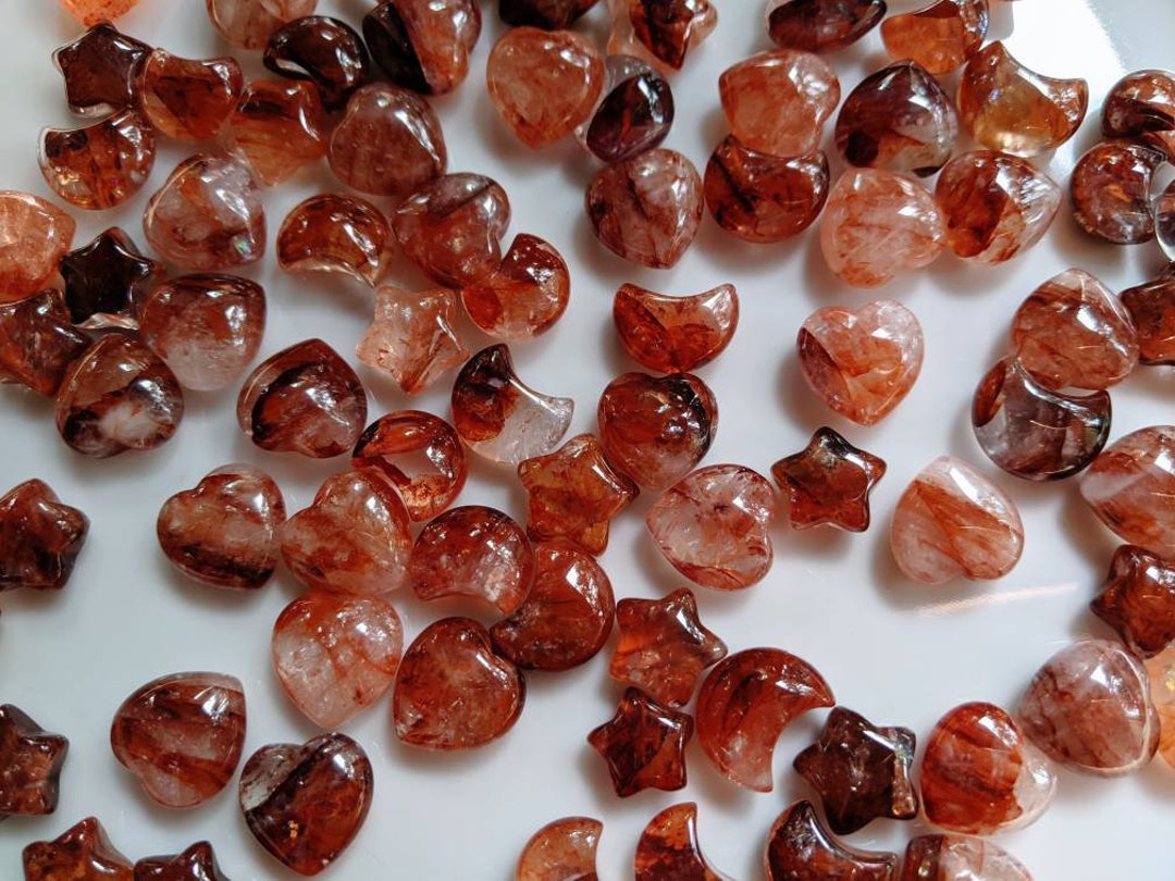 Fire Quartz Heart, Hematoid Quartz Heart, Hematoid Quartz Star ...
