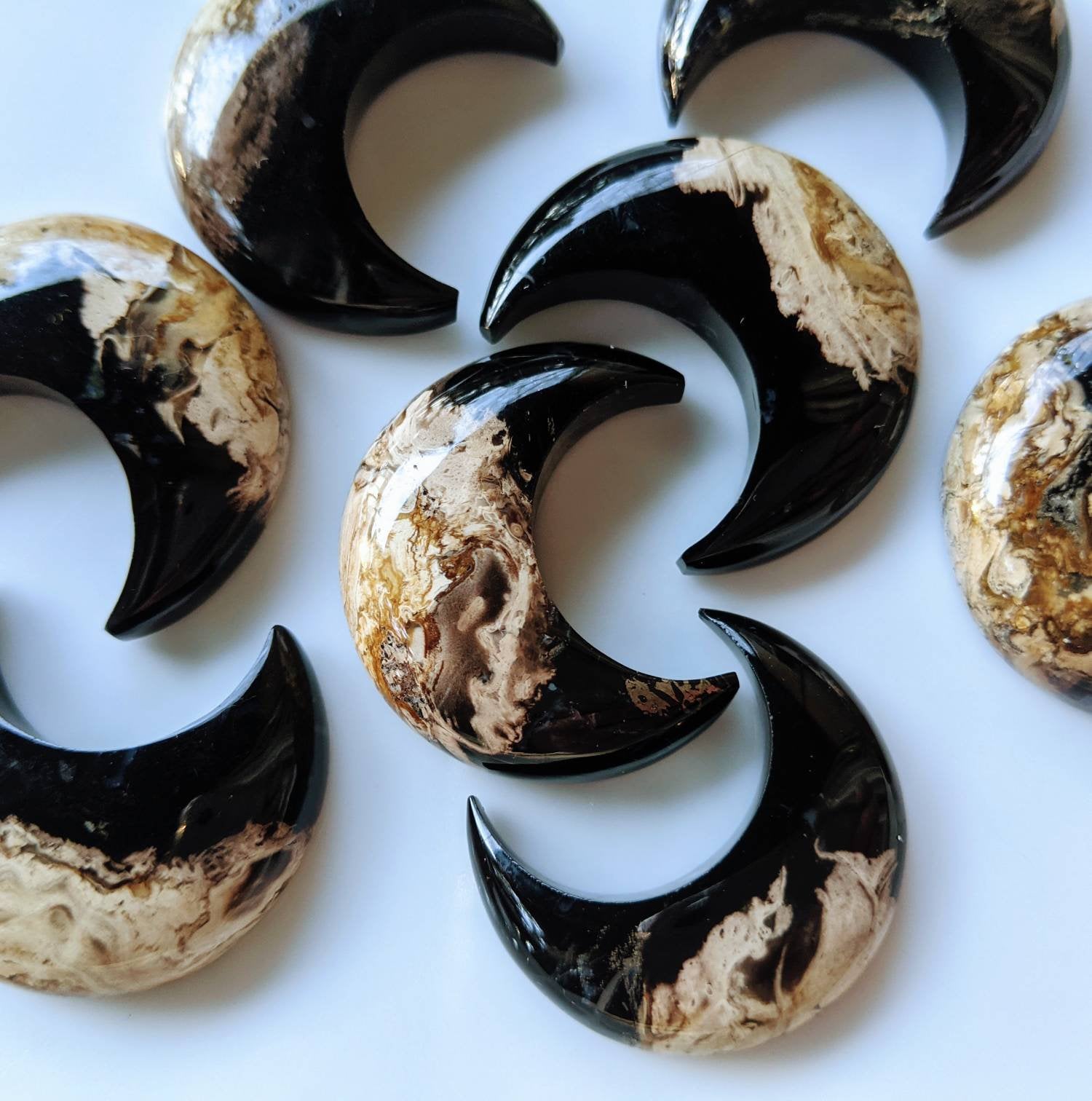 Craft Supplies & Tools Cabochons Crescent Moon Palm Root Fire Jewelry ...