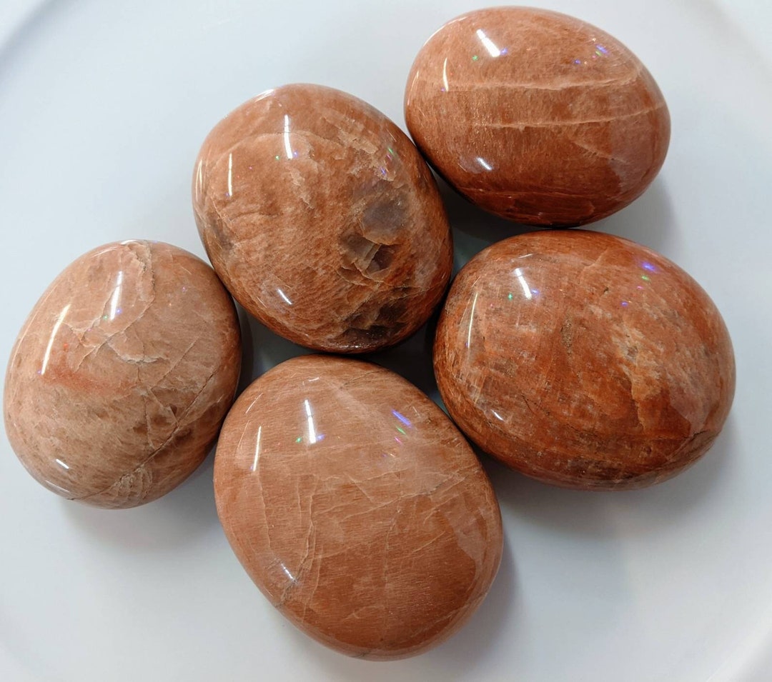 Peach Moonstone Palm Stone, Polished Peach Moonstone, Gemstones ...