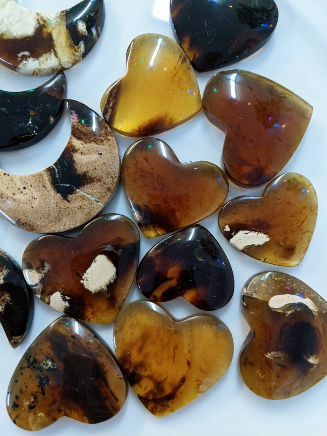 Amber Resin Moon, Amber Resin Heart, Amber Resin Carving, Amber Moon ...