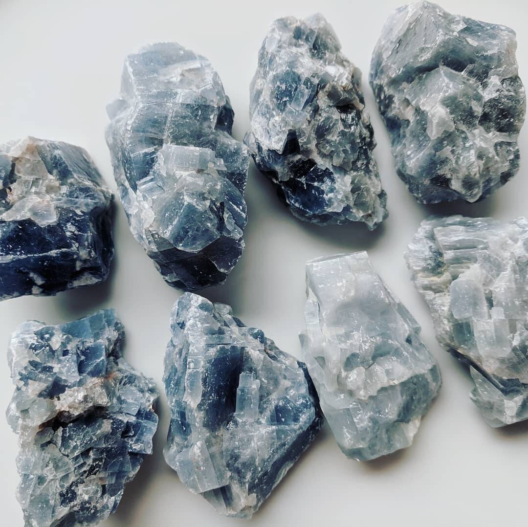 Raw Blue Calcite Stone: Third Eye Chakra Crystal, Altar Decor - Etsy