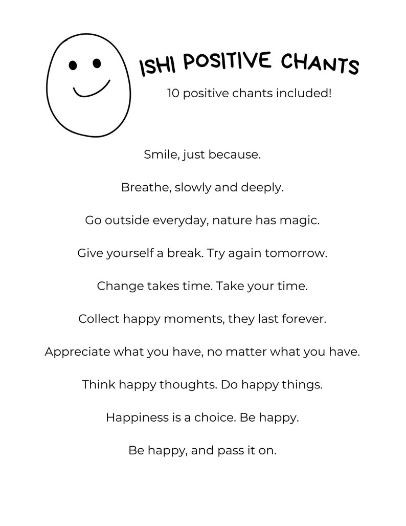 ISHI Printable Positive Tracing Chants, 10 Positive Affirmations, Self ...
