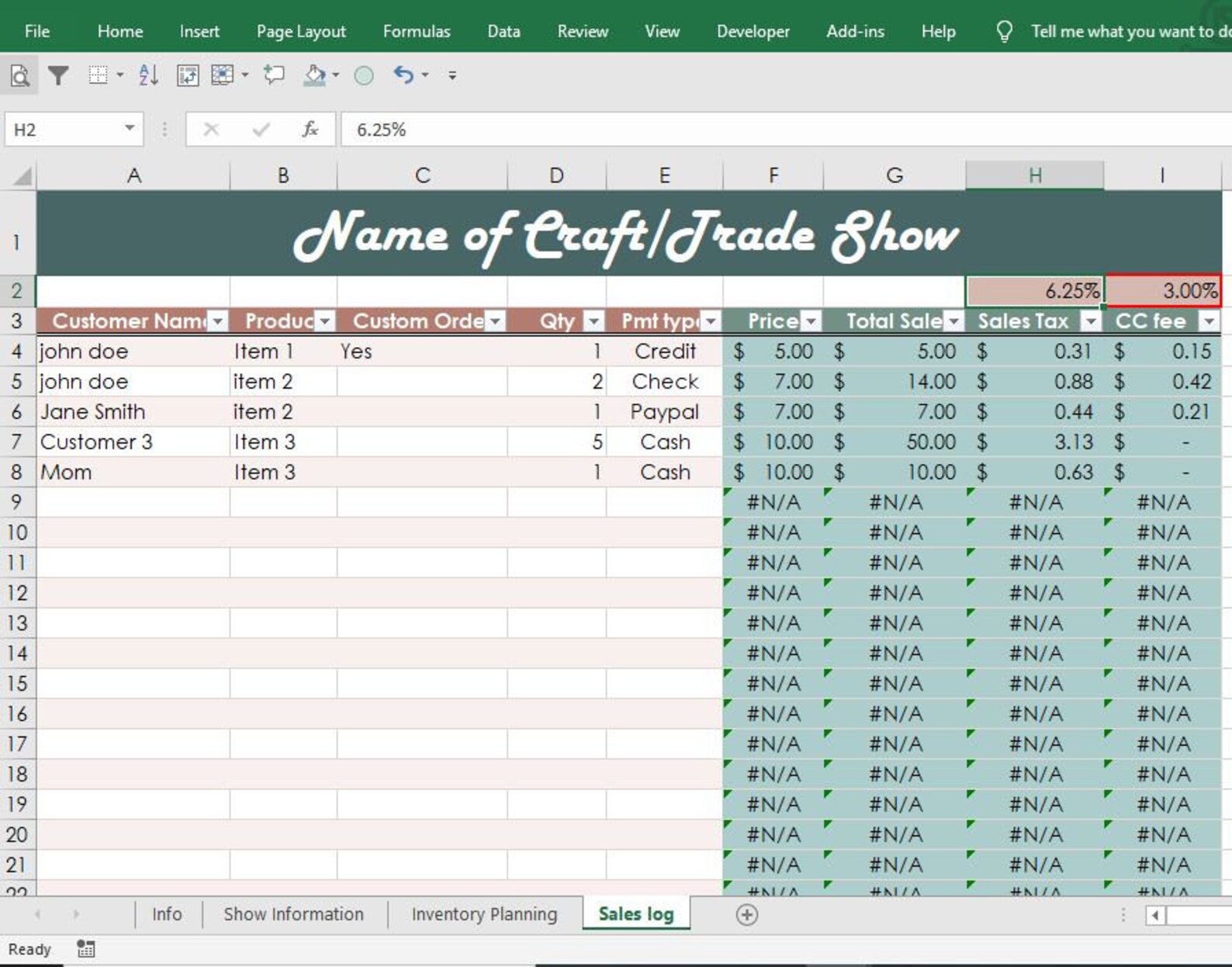 Craft Show Planning Worksheet / Craft Show Planning / Trade Show ...