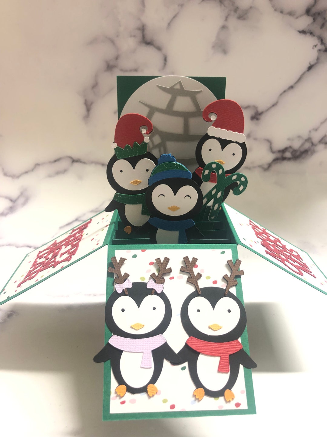 Penguin Pop up Christmas Card: Handmade Holiday Greetings - Etsy