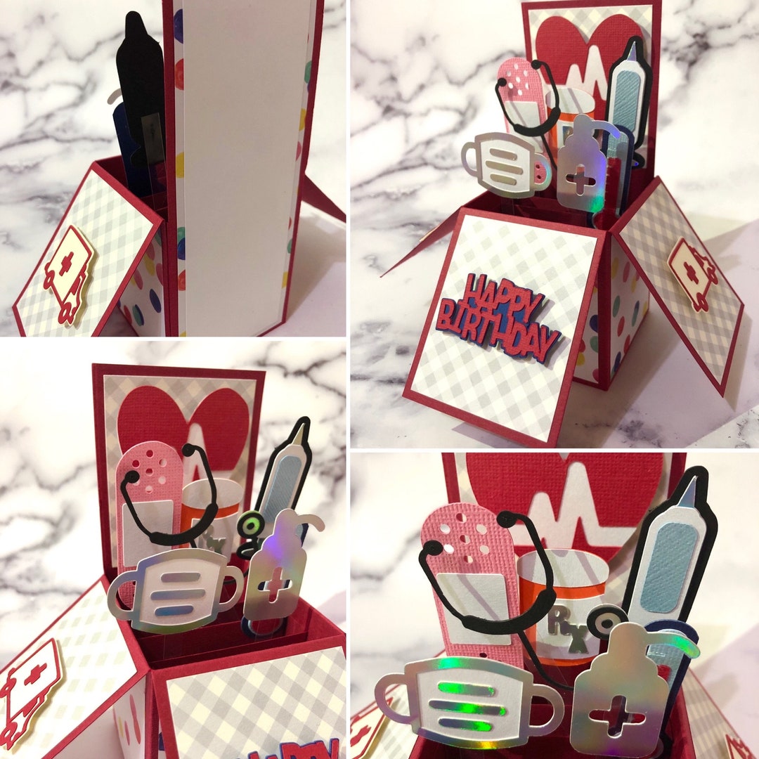 Medical Birthday Card Thank You Get Well Handmade Card Personalized Pop ...