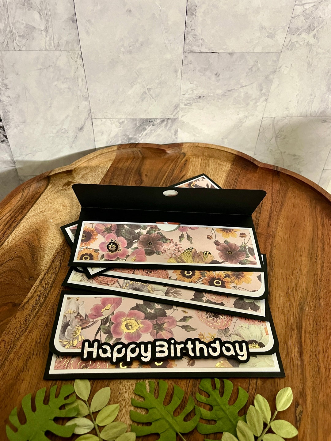 Gold Foiled Floral Money Holder: Birthday Thank You Gift Envelope - Etsy