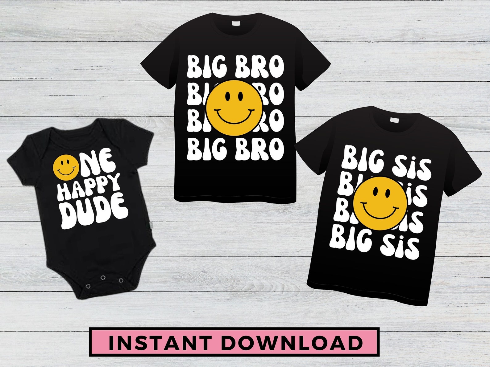 Happy Dude First Birthday PNG, Matching Family Smiley Face (digital ...