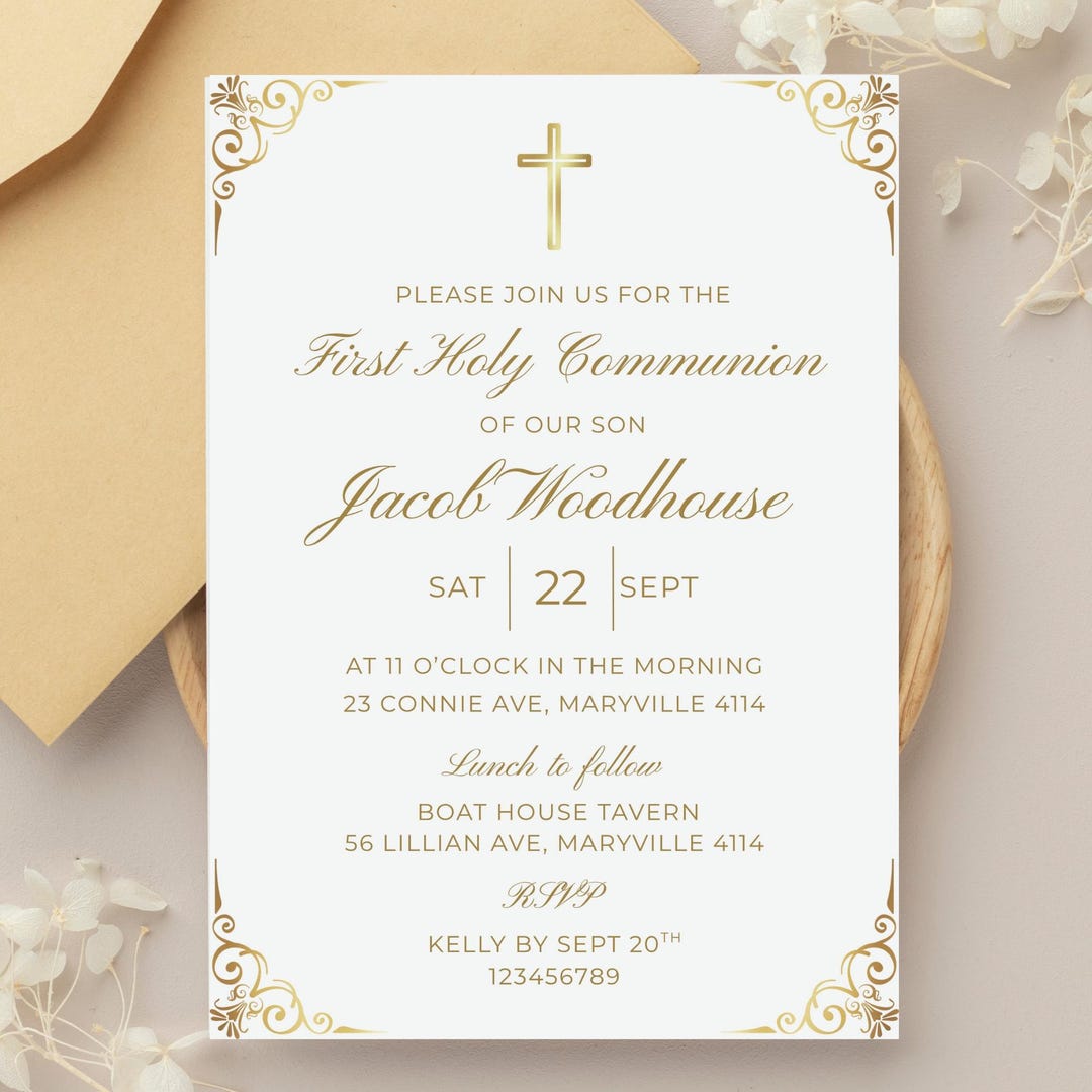 Holy Communion Invitations, First Communion Invitation Card, 1st ...