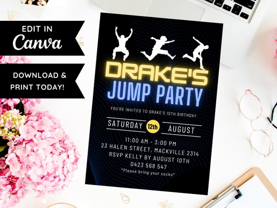 Trampoline Park Birthday Invitation Trampoline Birthday - Etsy