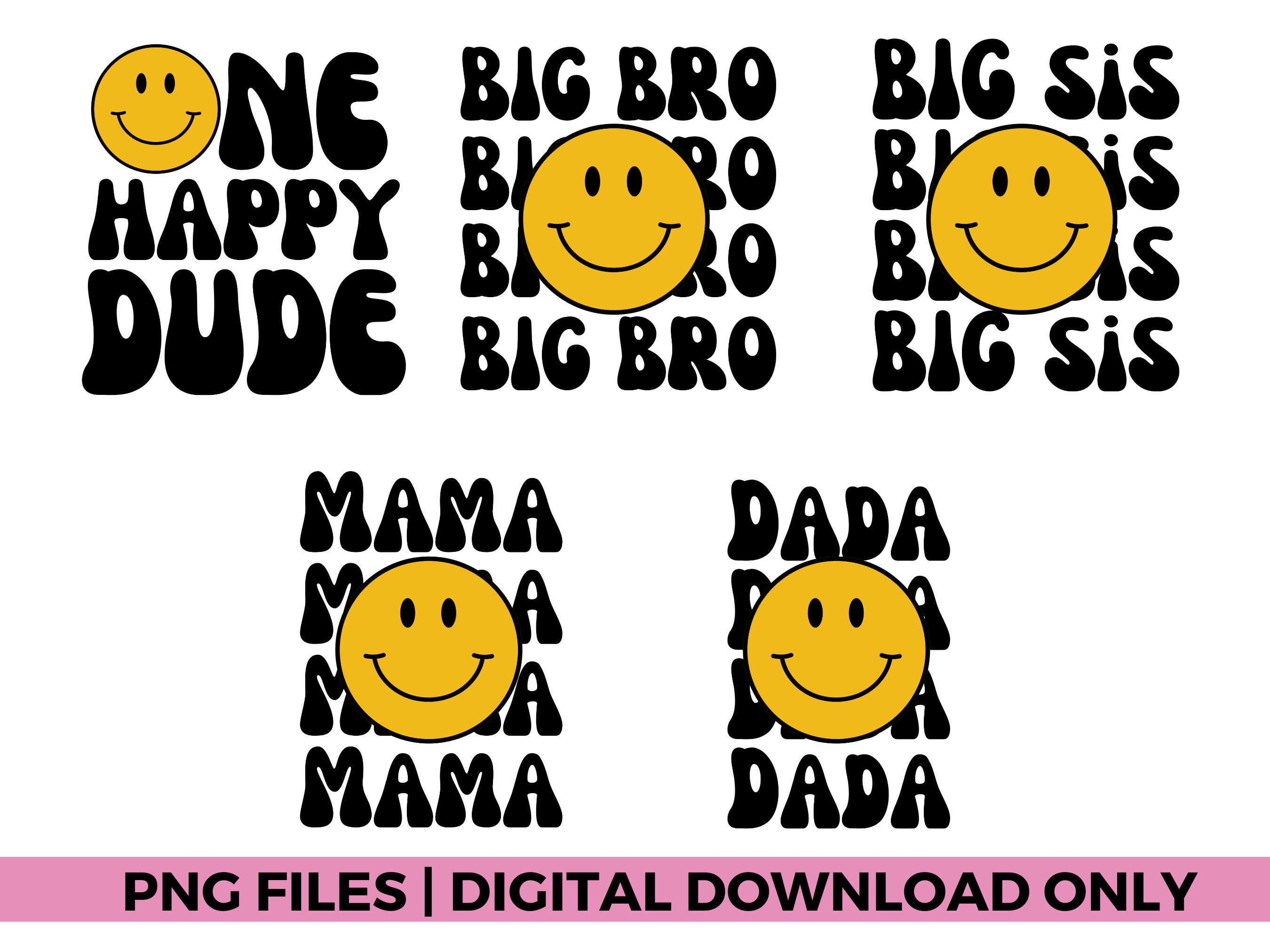 One Happy Dude Matching Family Smiley Face First Birthday Png, First ...