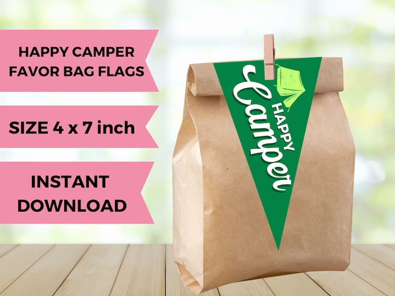 Happy Camper Treat Bag Tags, First Birthday Favor (printable Instant ...