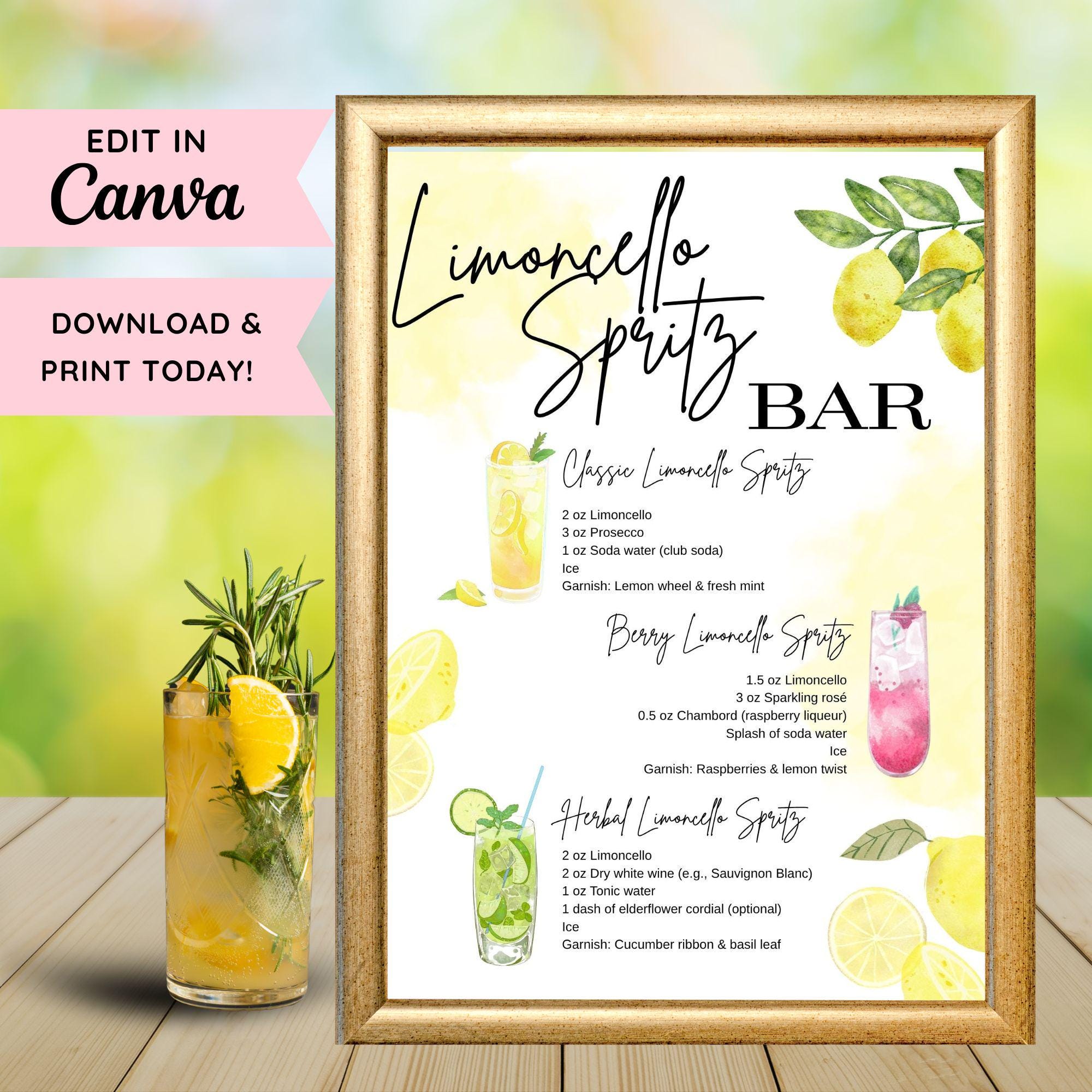 Limoncello Spritz Bar Sign, Limoncello Spritz Card, Limoncello Spritz ...