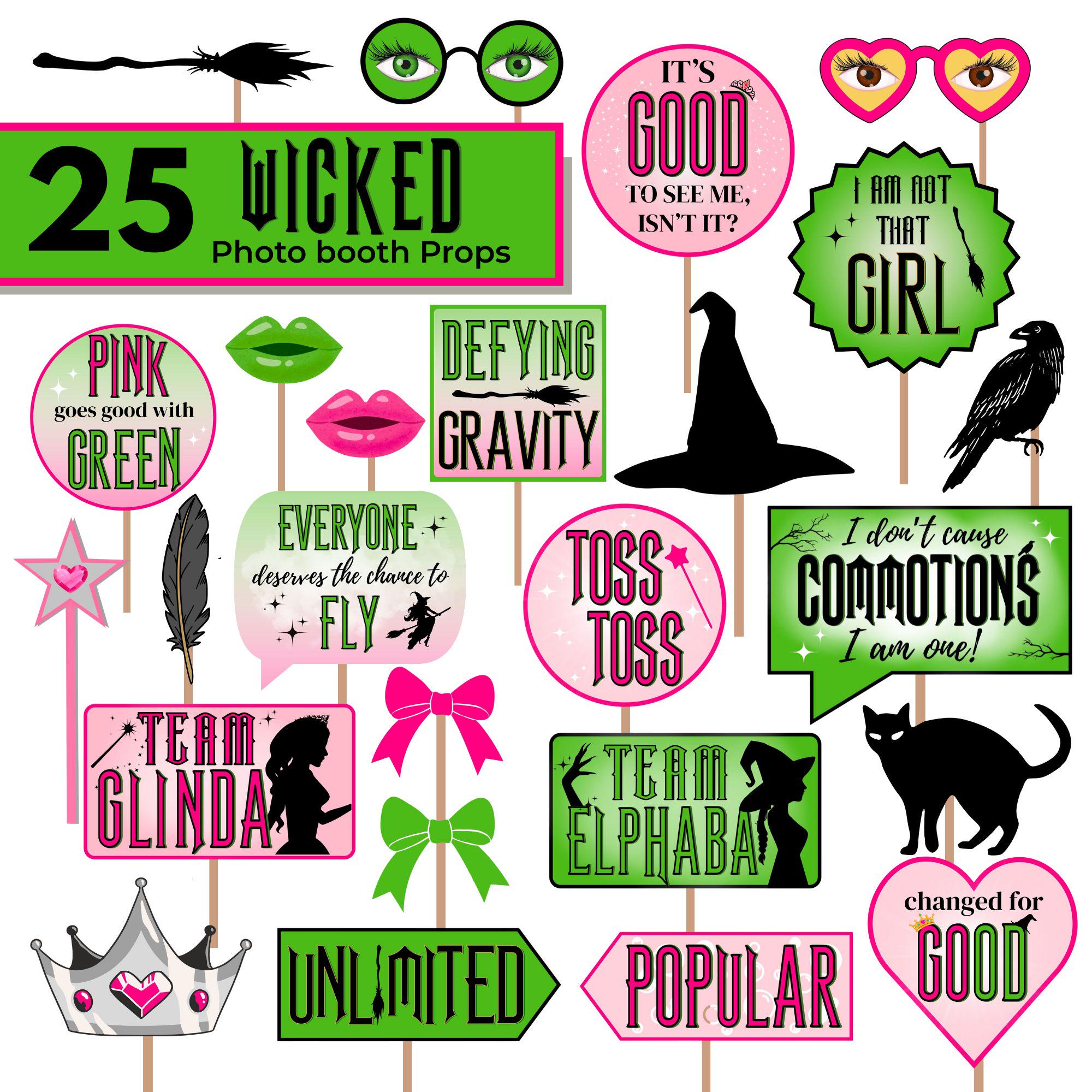 Wicked Photobooth Props Printable DIY Party Photo Props Green & Pink ...