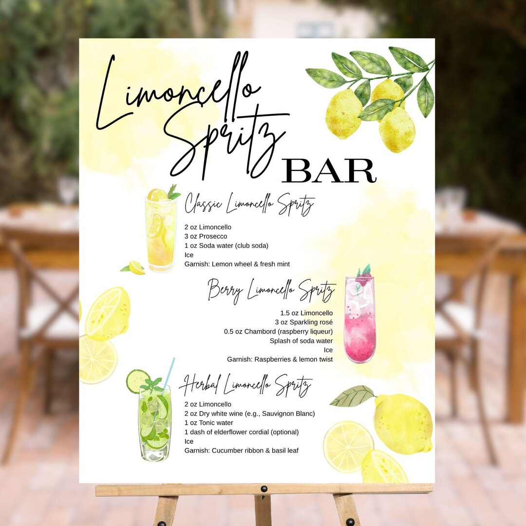 Limoncello Spritz Bar Sign, Limoncello Spritz Card, Limoncello Spritz ...