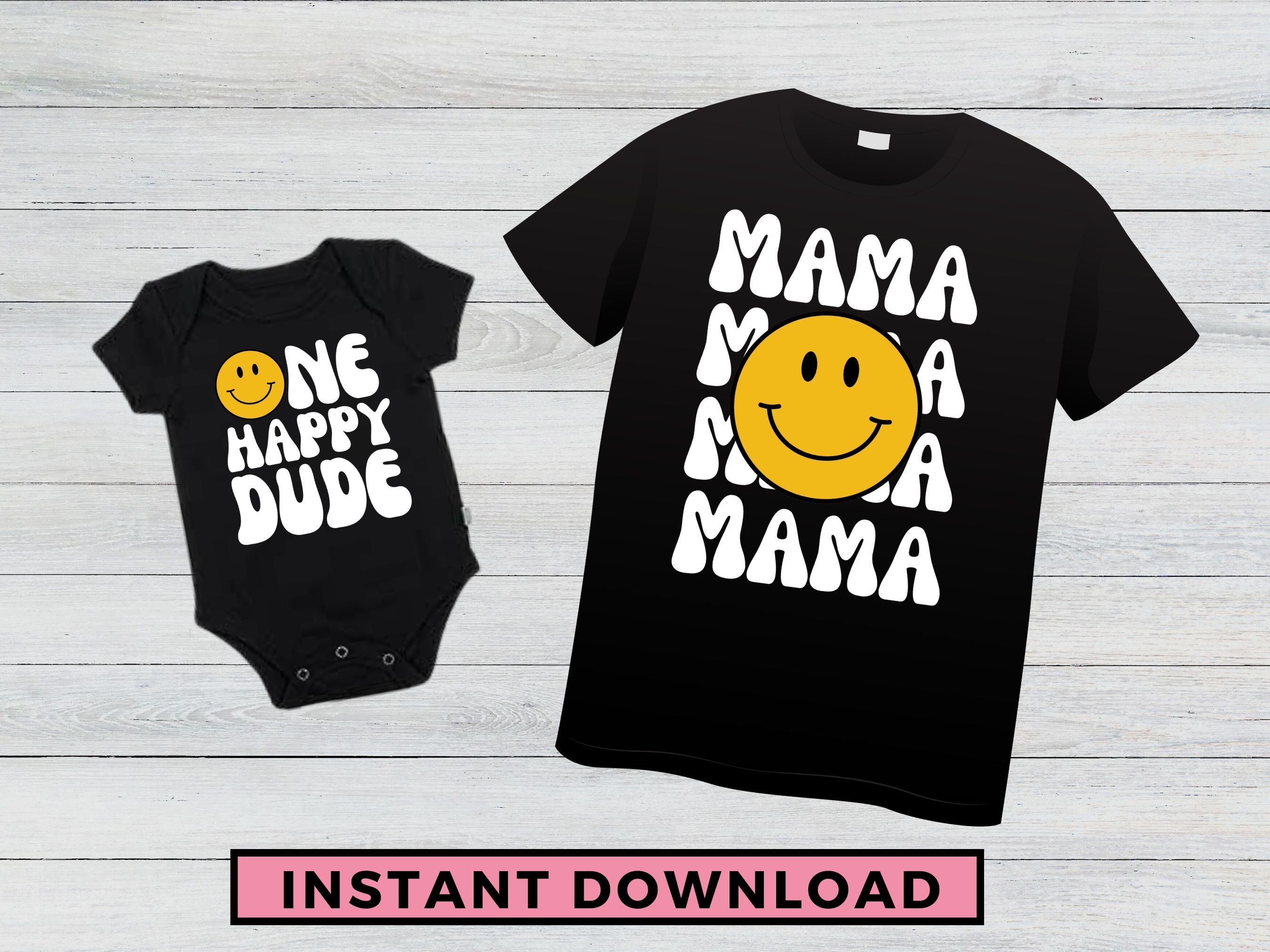 One Happy Dude Matching Family Smiley Face First Birthday Png, First ...