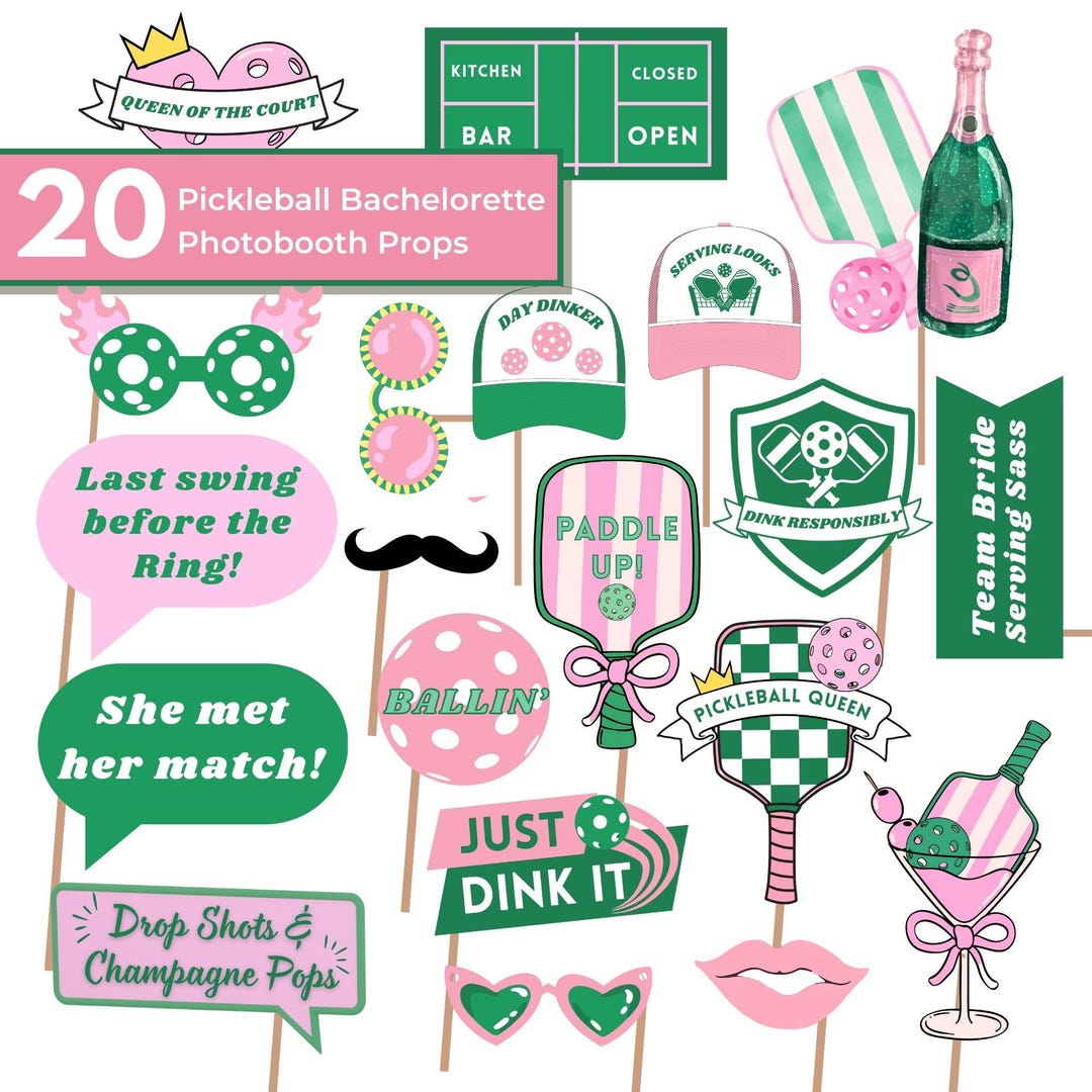 Printable Photo Booth Props, Pickle Ball Photobooth, Hen Party, Last ...