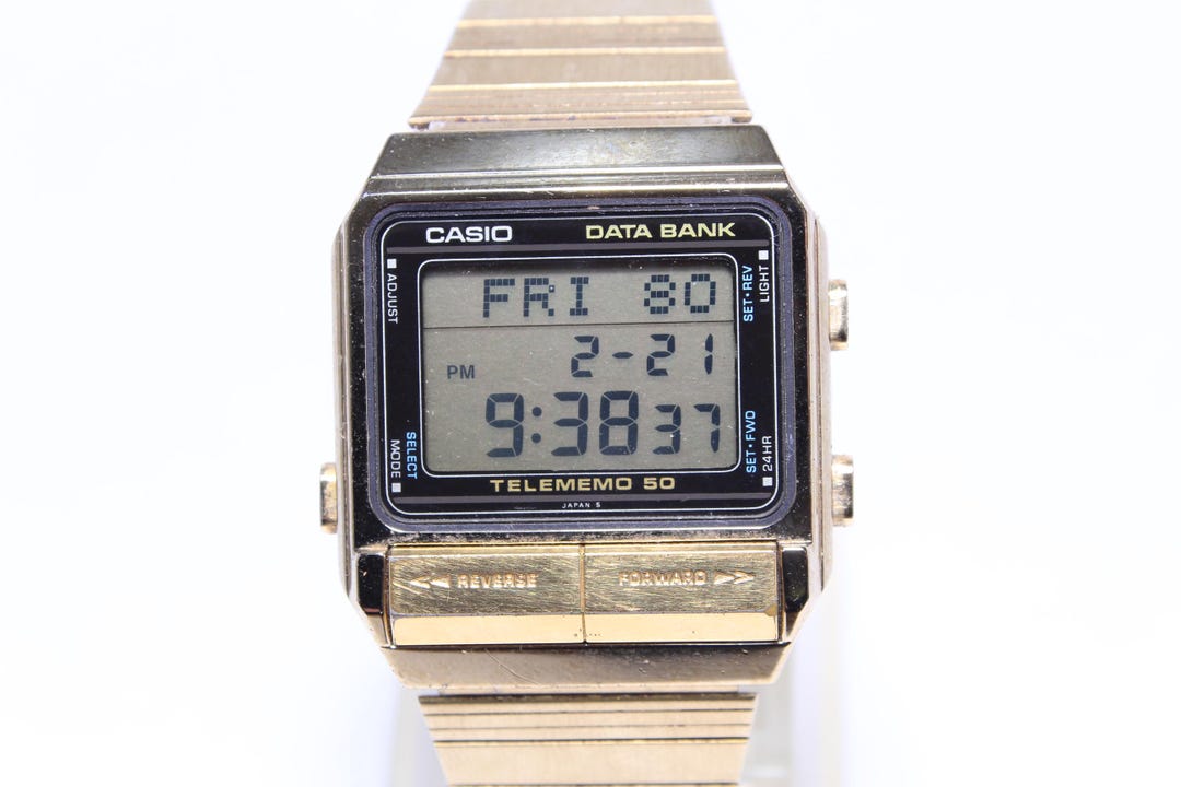 Casio DATA BANK DB-500G Gold Telememo 50 Retro Watch Vintage Casual ...
