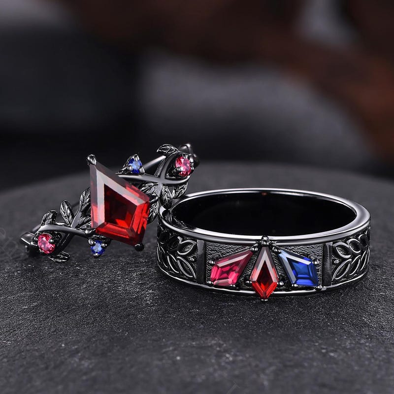 Matching Ruby Wedding Rings - Etsy