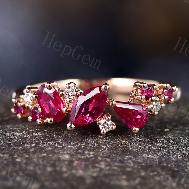 Modern Ruby Ring - Etsy