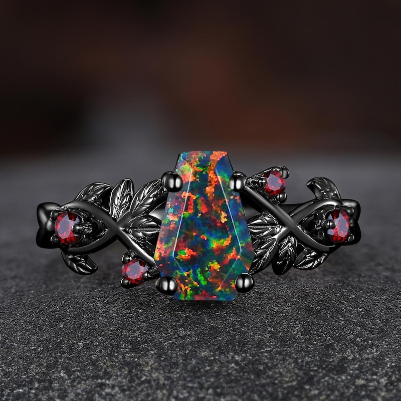 Pink Opal Coffin Ring Gold - Etsy