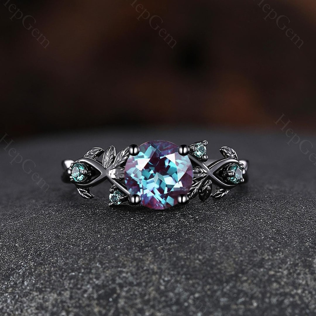 Vintage Alexandrite Engagement Ring, Nature Inspired Branch Design Ring ...