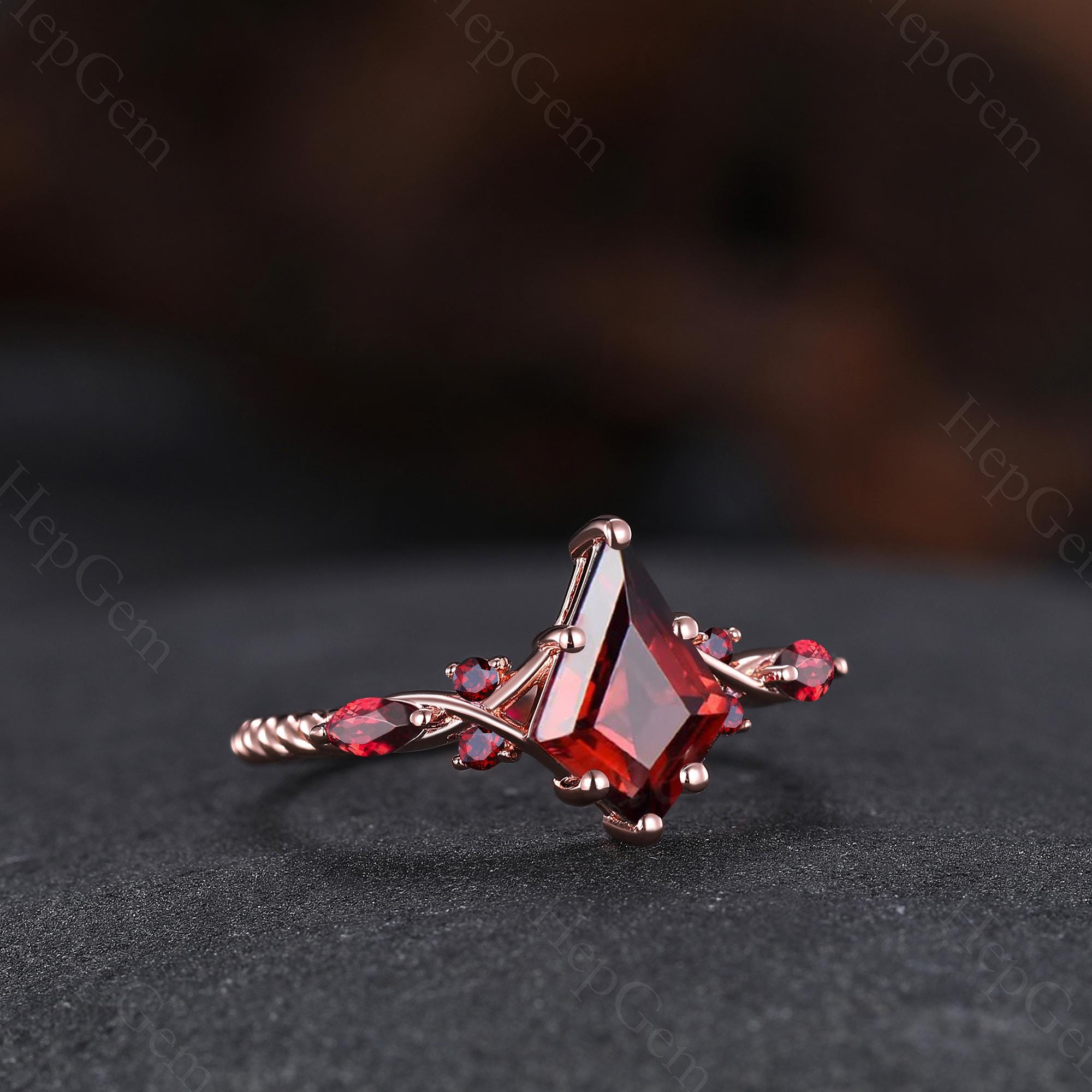 Gothic Garnet Couples Ring Set His and Hers Matching Wedding Band Black ...
