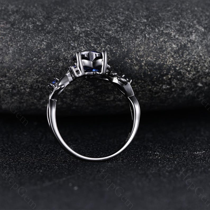 Gothic Alexandrite Engagement Ring Heart Shape Alexandrite Wedding Ring ...