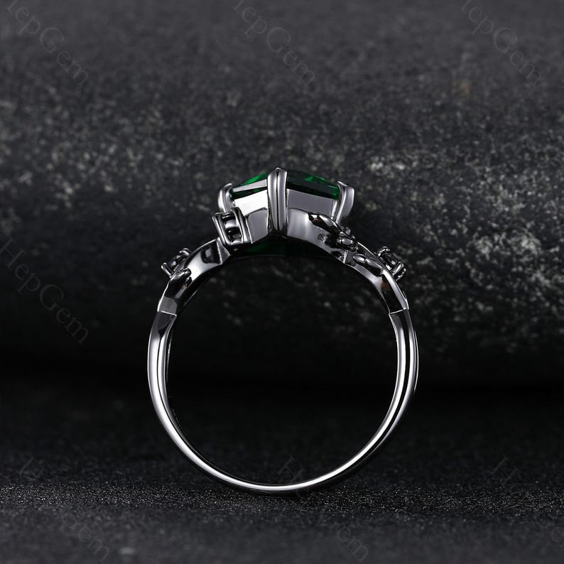 Vintage Moss Agate Engagement Ring Art Deco Leaf Bridal Promise Ring ...