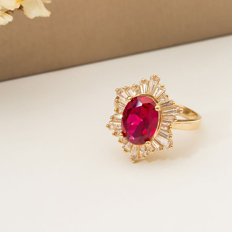 8x10mm Oval Ruby Engagement Ring Rose Gold Vintage Art Deco | Etsy