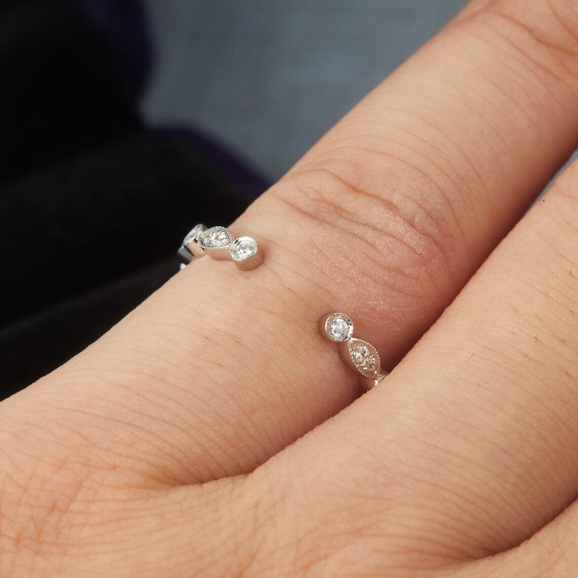 Antique Marquise Stack Wedding Open Ring Half Eternity Diamond | Etsy