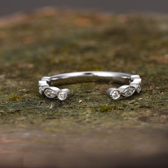 Antique Marquise Stack Wedding Open Ring Half Eternity Diamond - Etsy