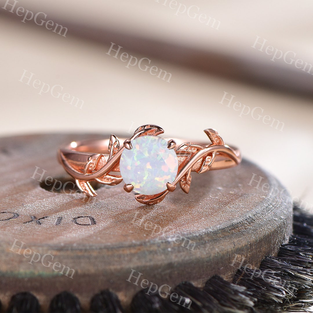 Vintage Fire Opal Engagement Ring,rose Gold Cluster Ring,half Eternity ...