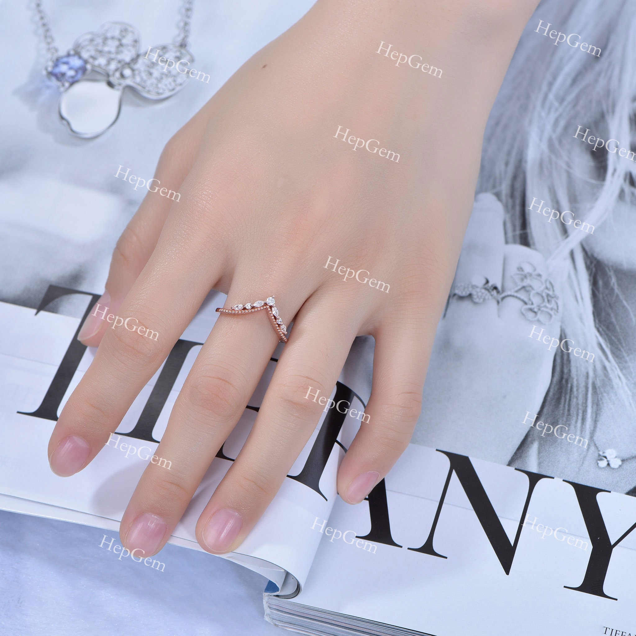 Marquise Stack Wedding Ring Half Eternity Crown Diamond Stack | Etsy