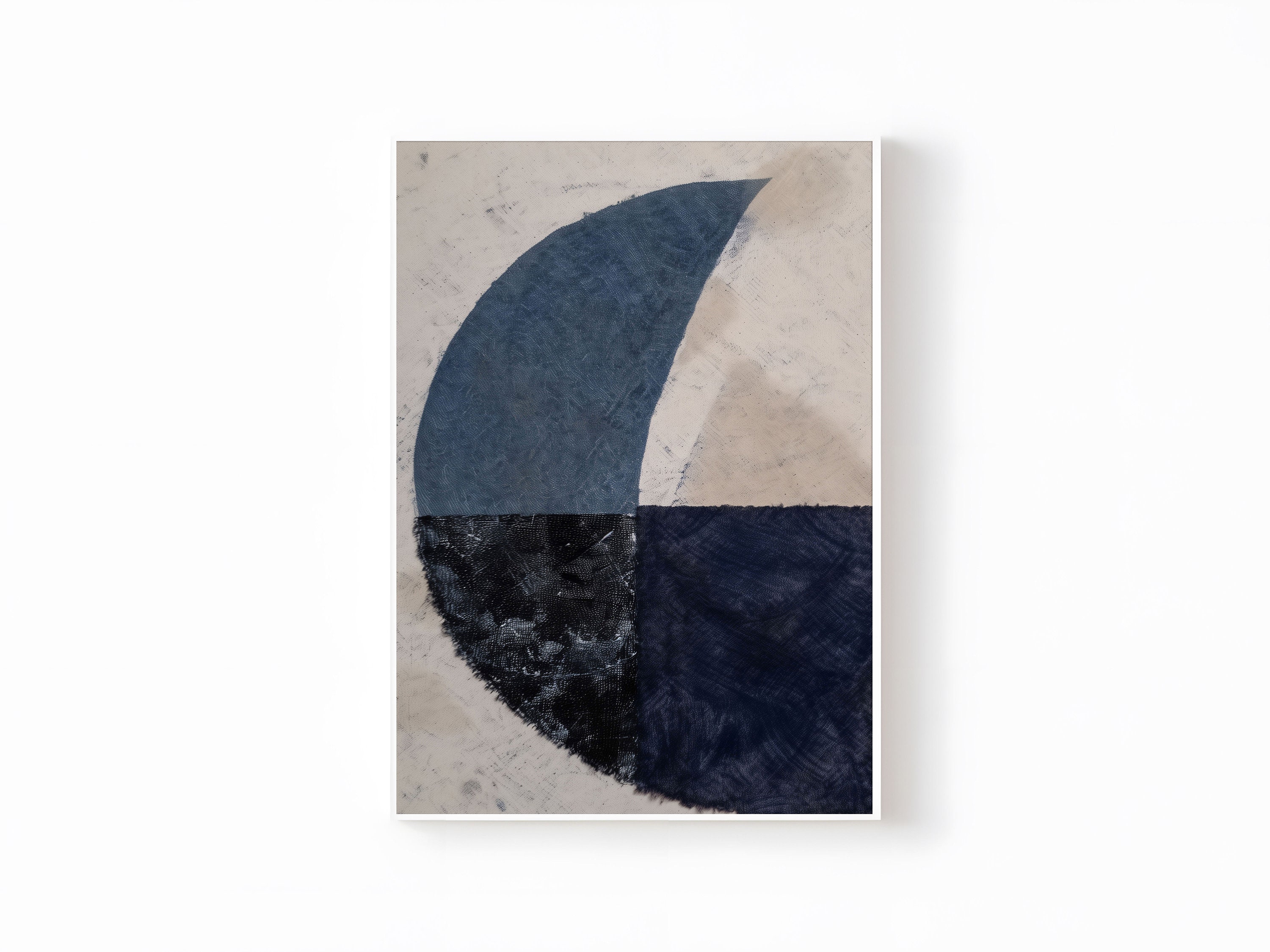 Navy Blue & Beige Abstract Shapes Printable Art for Home Decor Mid ...