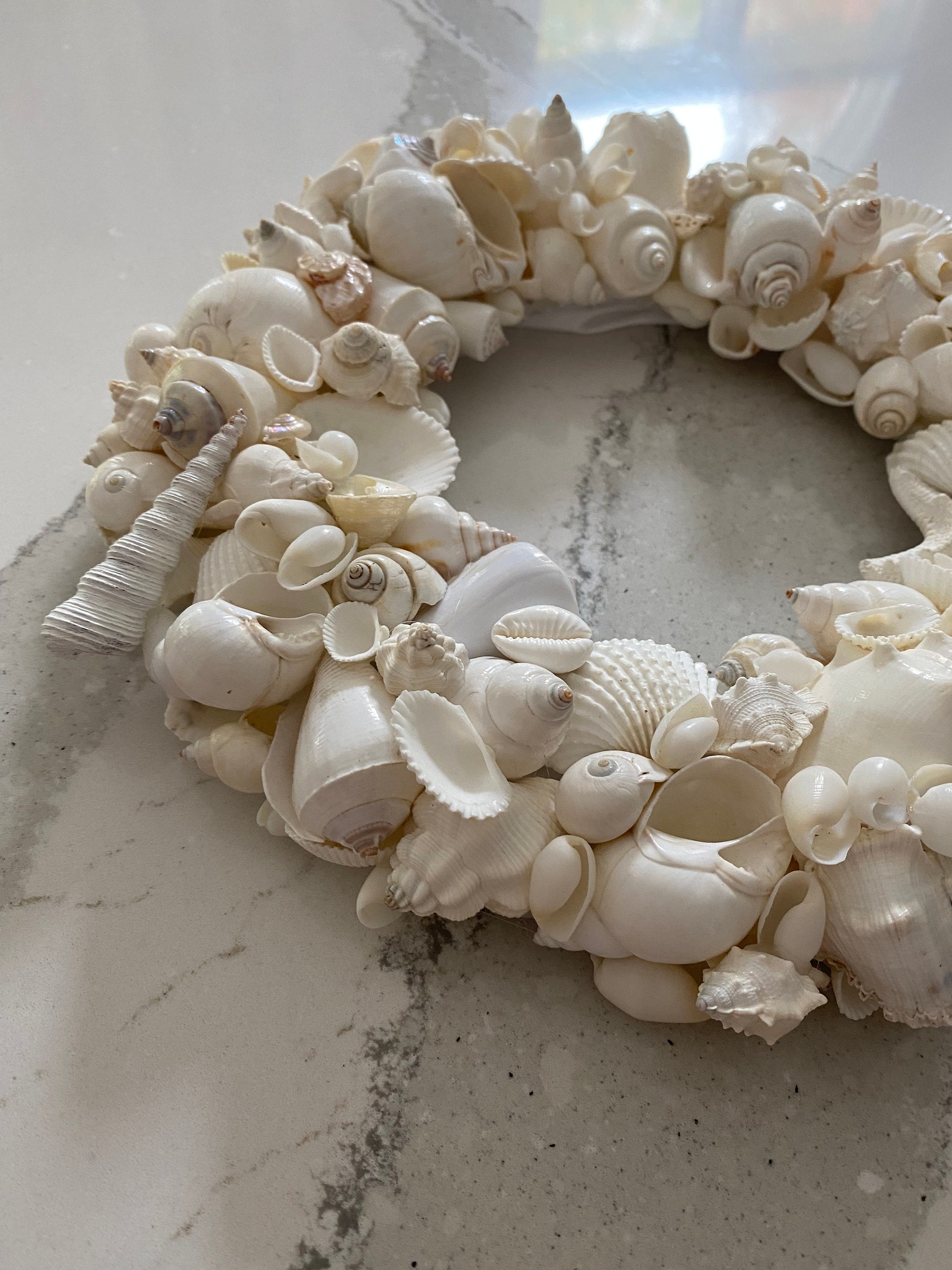 WHITE Shell Christmas Wreath Shell Gift Wedding Gift Beach | Etsy