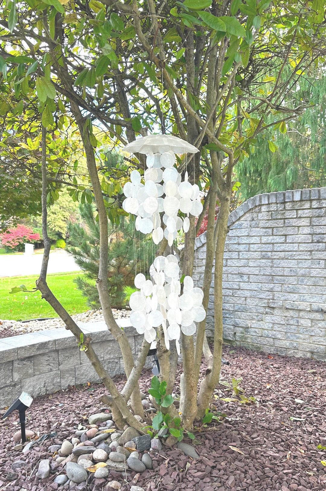 White Capiz Shell Seashell Windchime / Hanging Wind Chime 27" Long ...