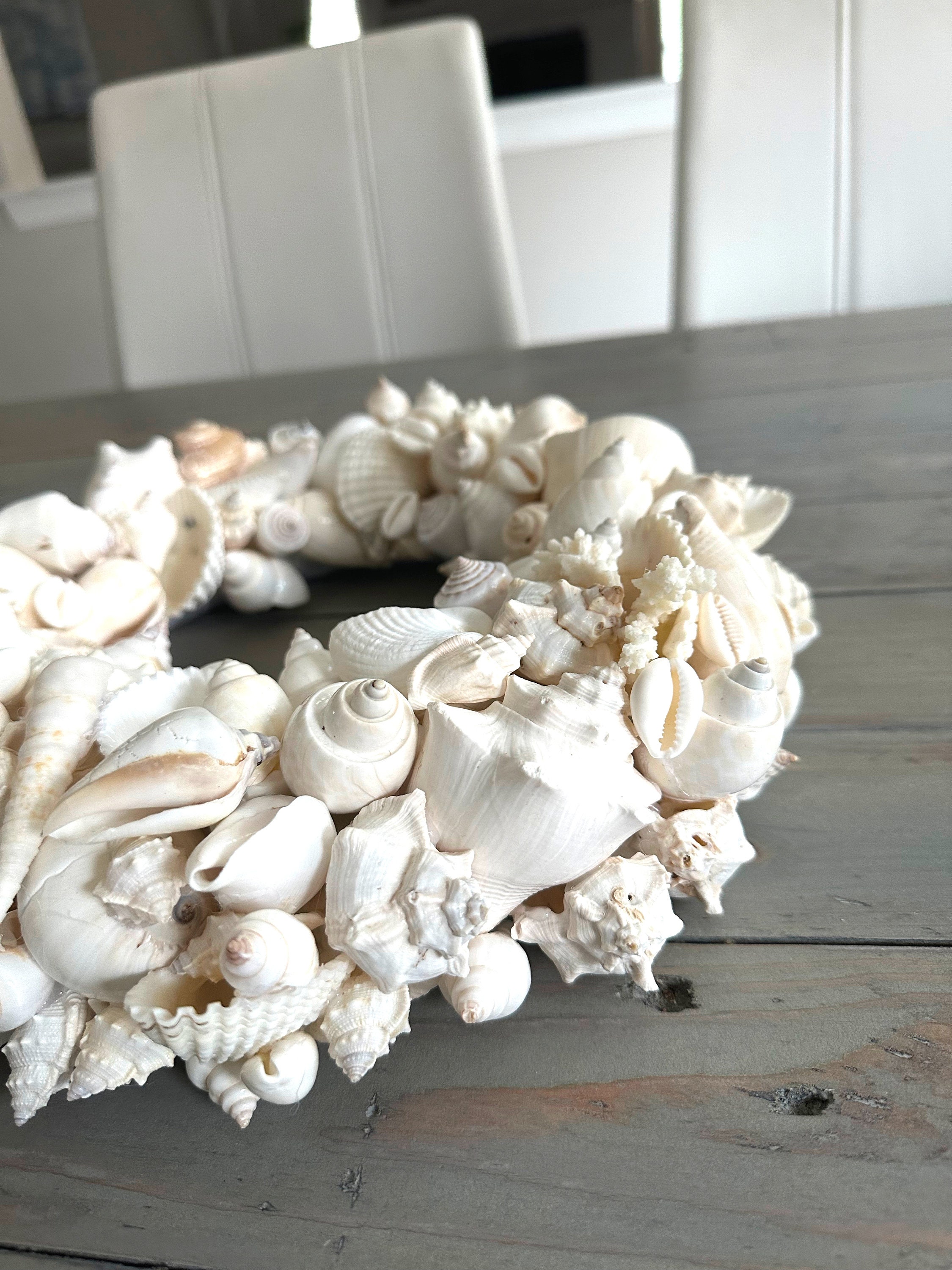 WHITE Shell Christmas Wreath Shell Gift Wedding Gift Beach - Etsy