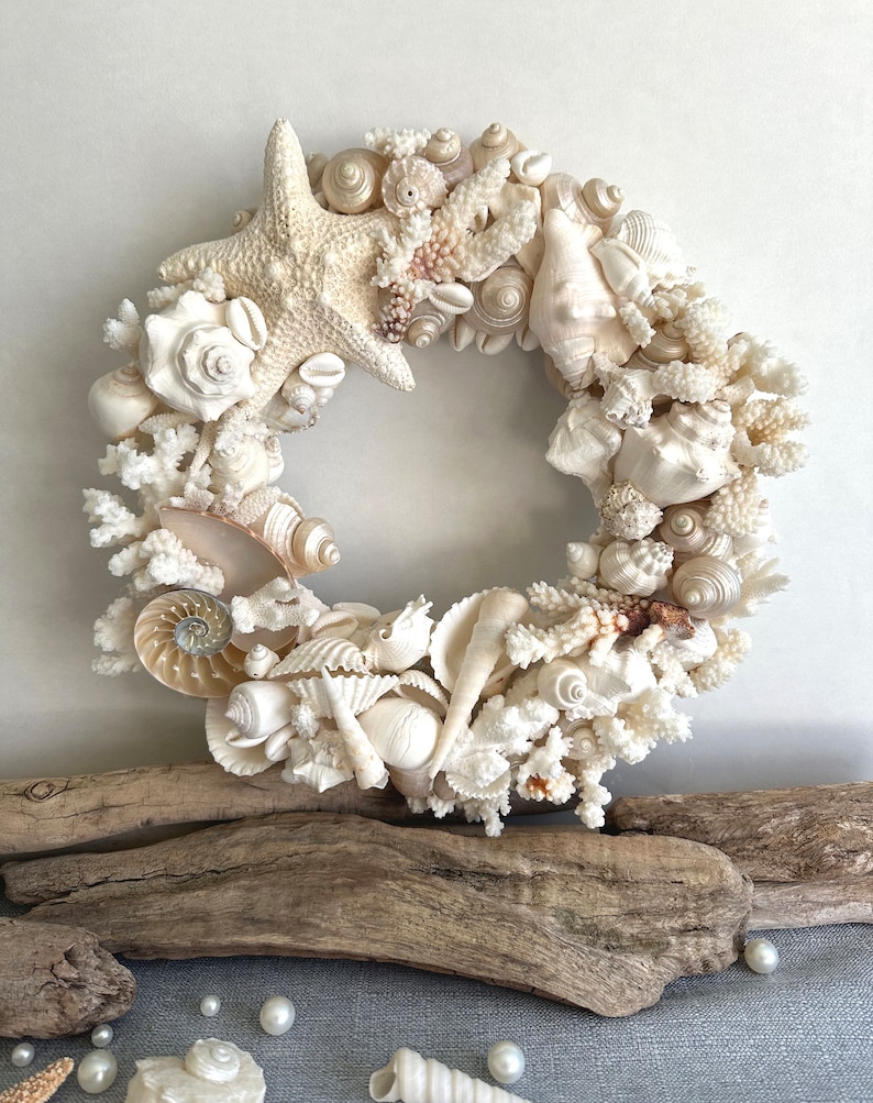 Starfish Seashell Wreath Coastal Decor | Handmade Shell Wreath | Beach ...