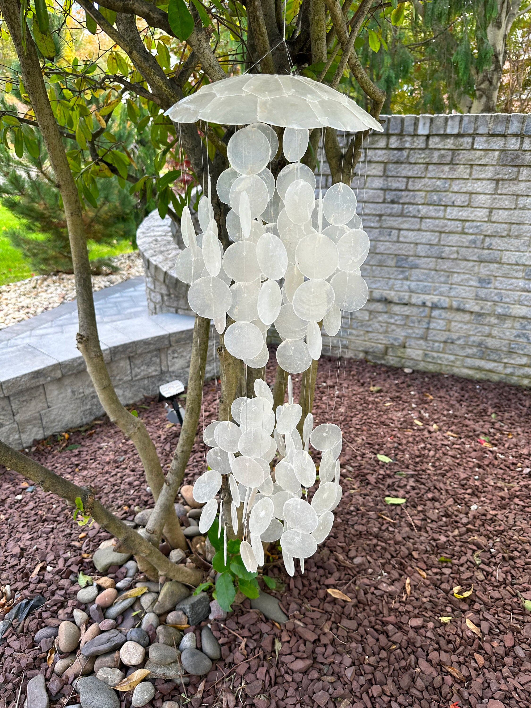 White Capiz Shell Seashell Windchime / Hanging Wind Chime 27" Long ...