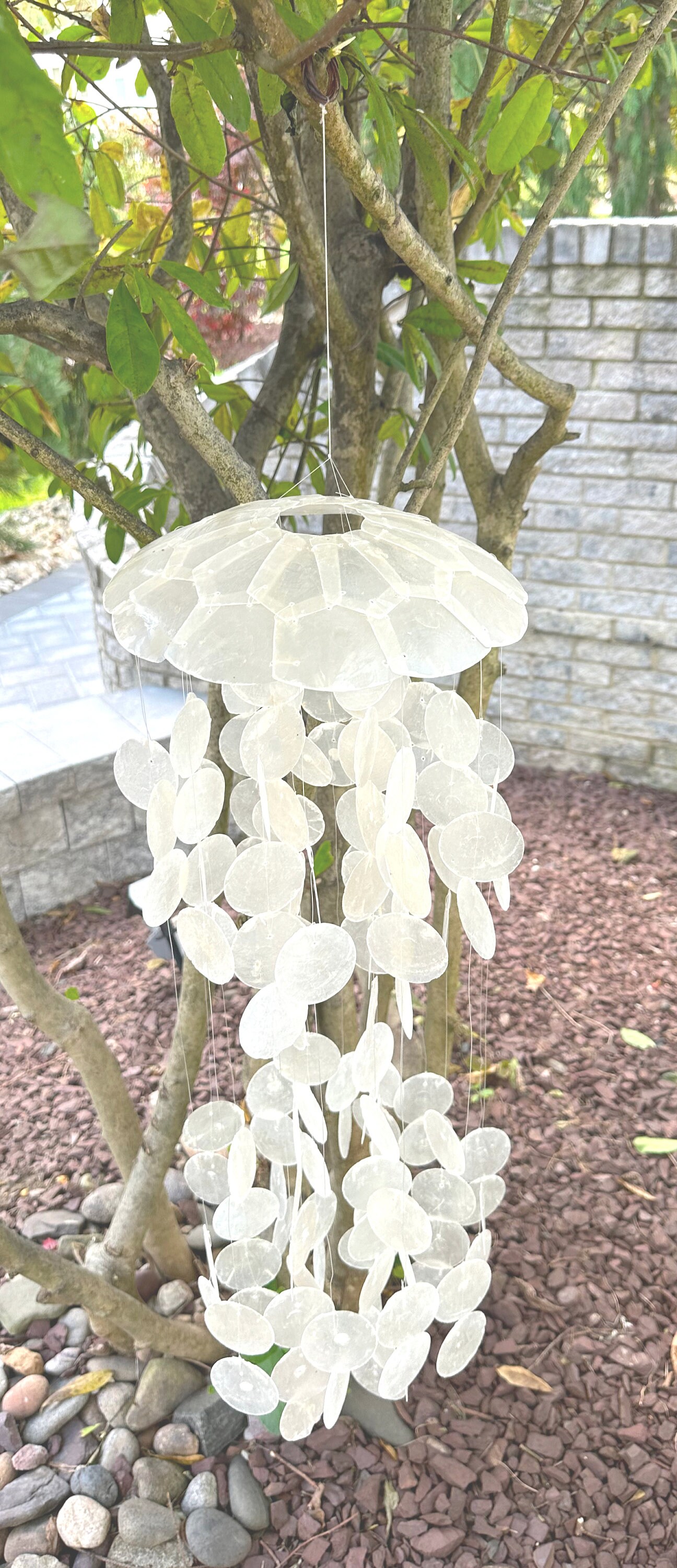 White Capiz Shell Seashell Windchime / Hanging Wind Chime 27" Long ...