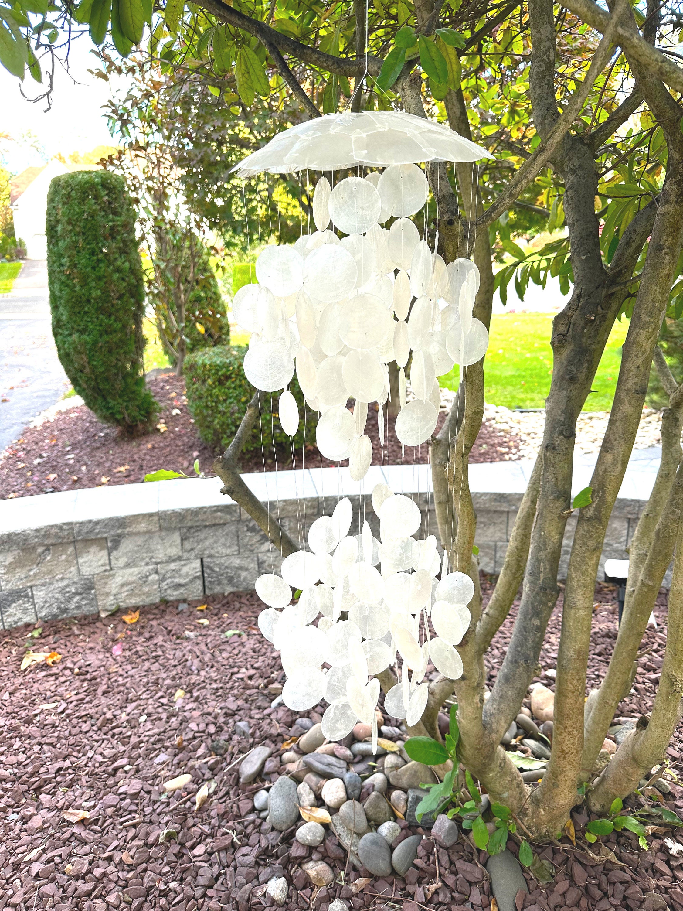 White Capiz Shell Seashell Windchime / Hanging Wind Chime 27" Long ...